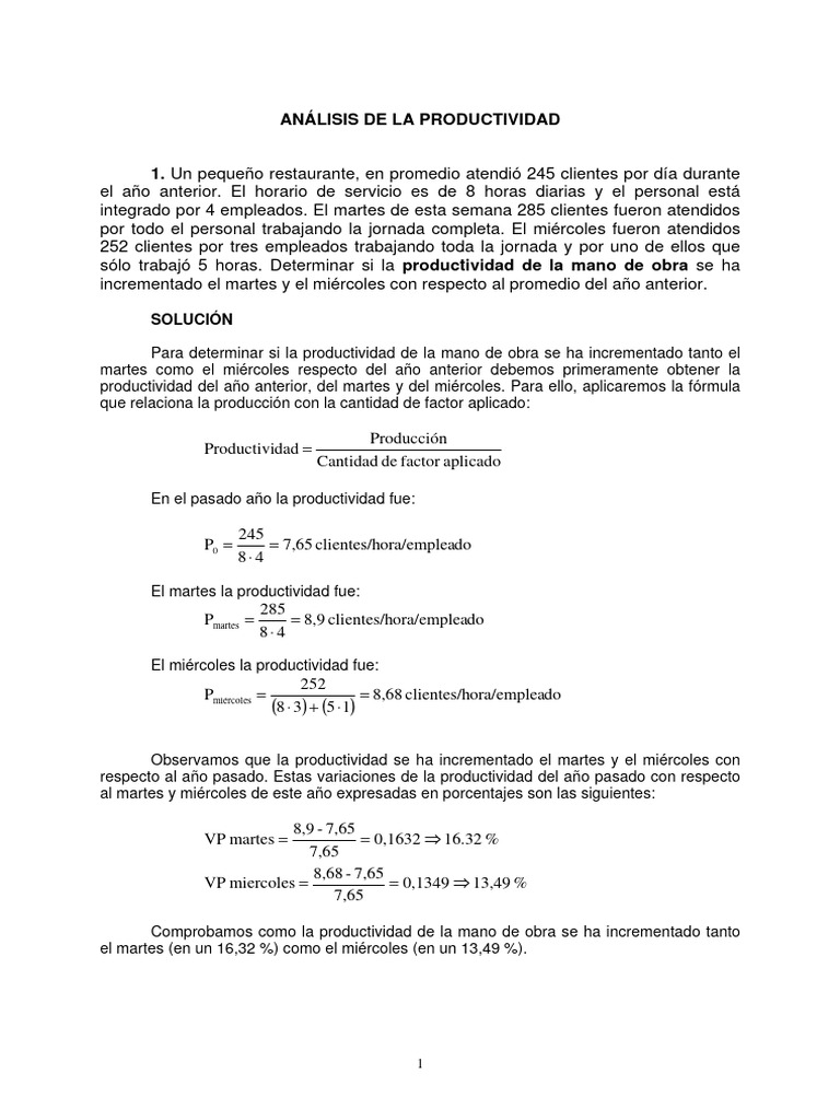 Ejercicios de Productividad Resueltos | Descargar gratis PDF | Ciencias ... Ejercicios de Productividad Resueltos | Descargar gratis PDF | Ciencias ...