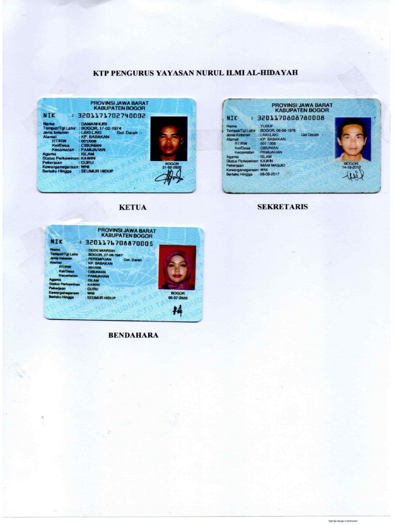 KTP Pengurus Yayasan Nurmida | PDF