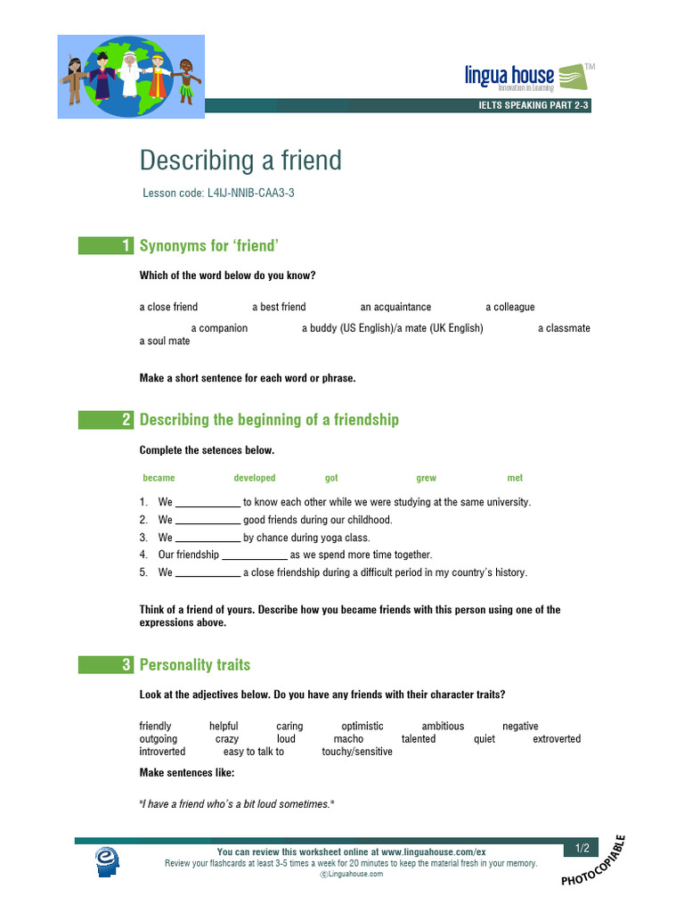 Describing A Friend (IELTS Speaking) | PDF | Extraversion And ...