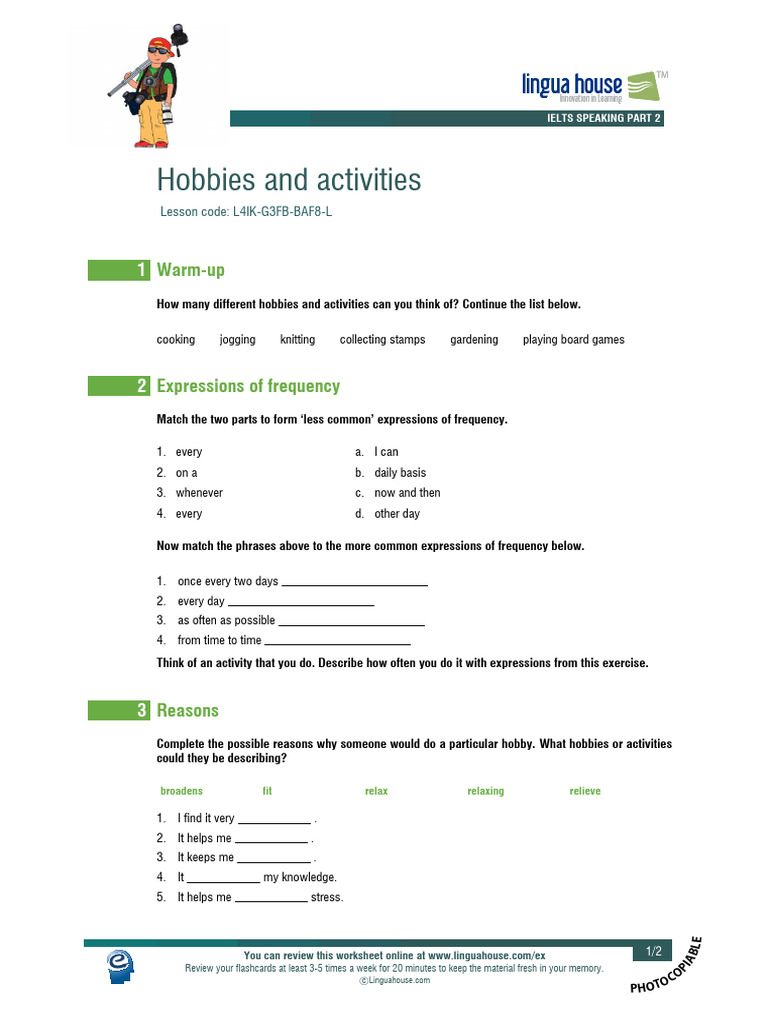 IELTS Speaking: Hobbies & Activities | PDF | Cognitive Science | Learning