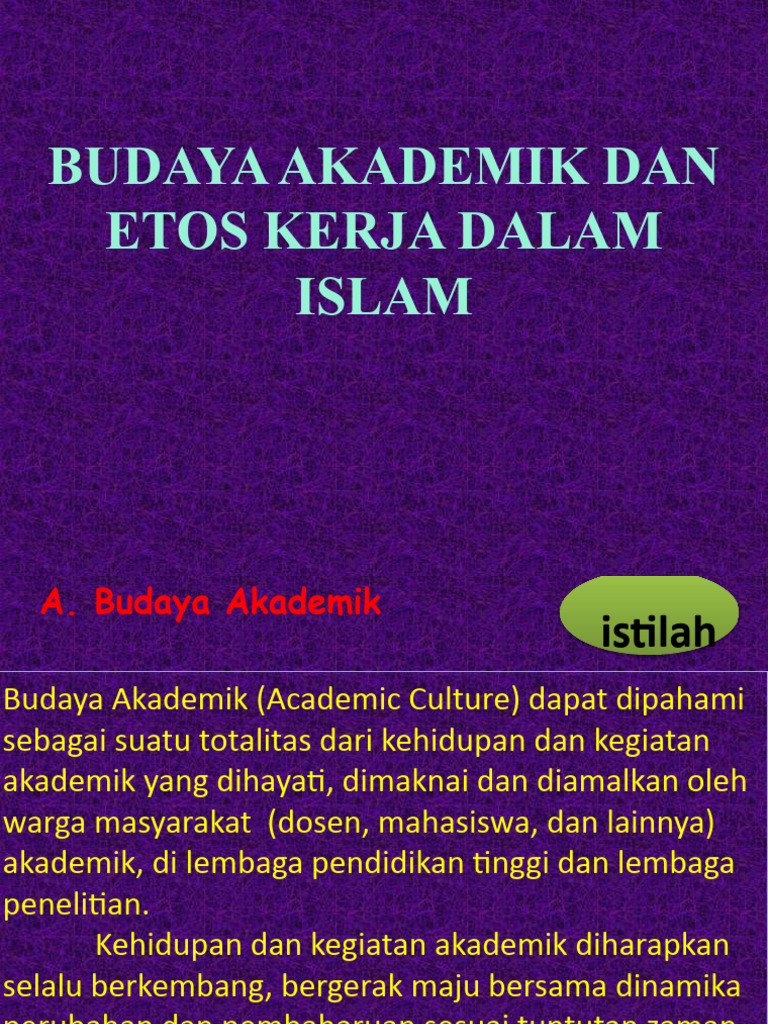 07 Budaya Akademik Dan Etos Kerja | PDF