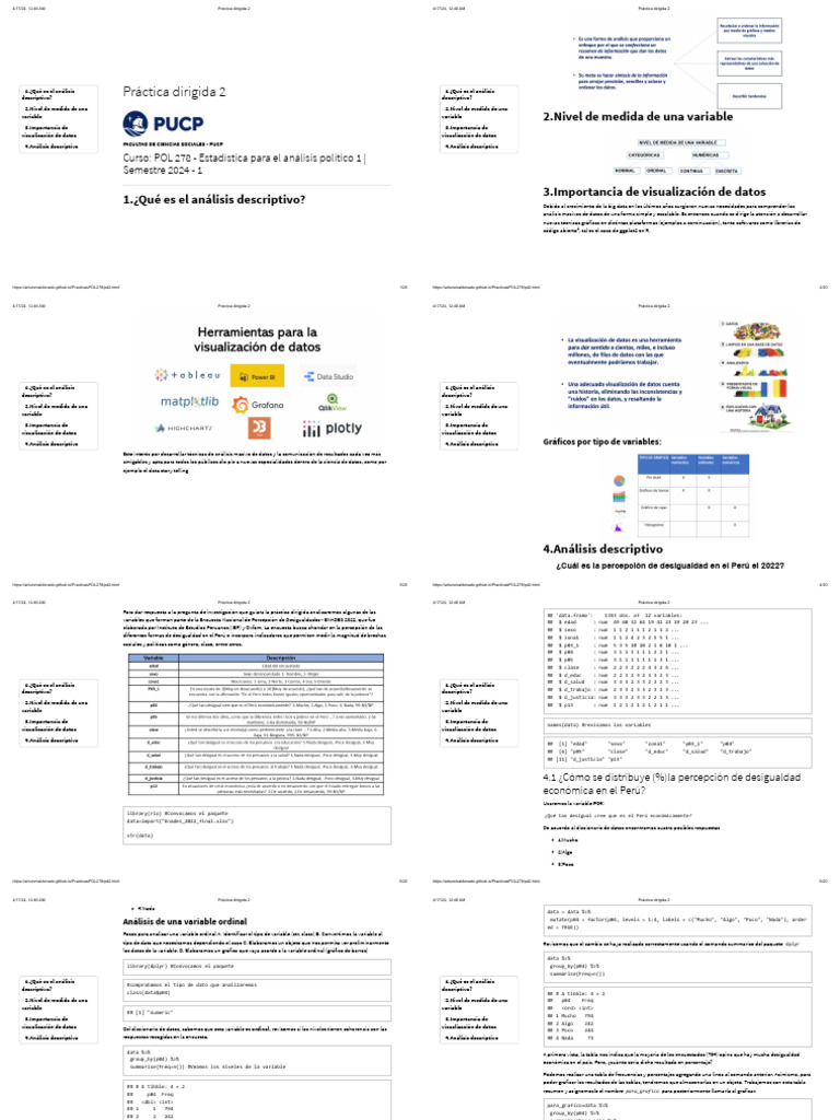 Práctica Dirigida 2 | PDF | Nivel de medida | Análisis de los datos