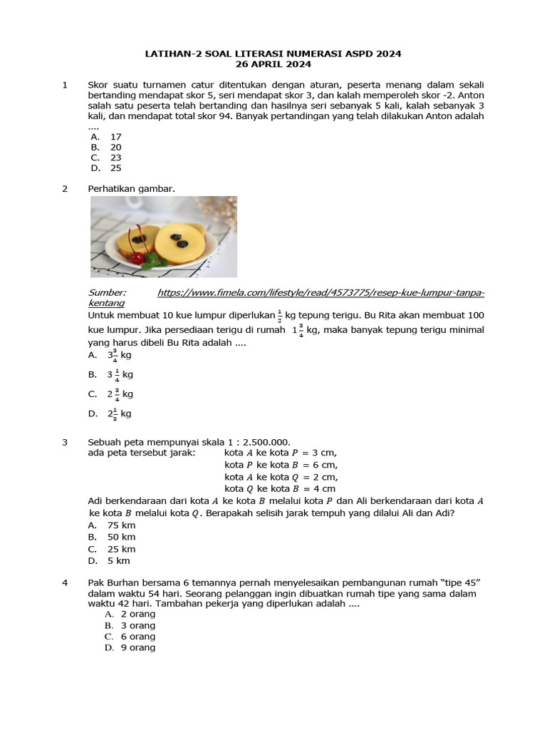 Soal-2 Literasi Numerasi Aspd 2024 26 April 2024 | PDF Soal-2 Literasi Numerasi Aspd 2024 26 April 2024 | PDF