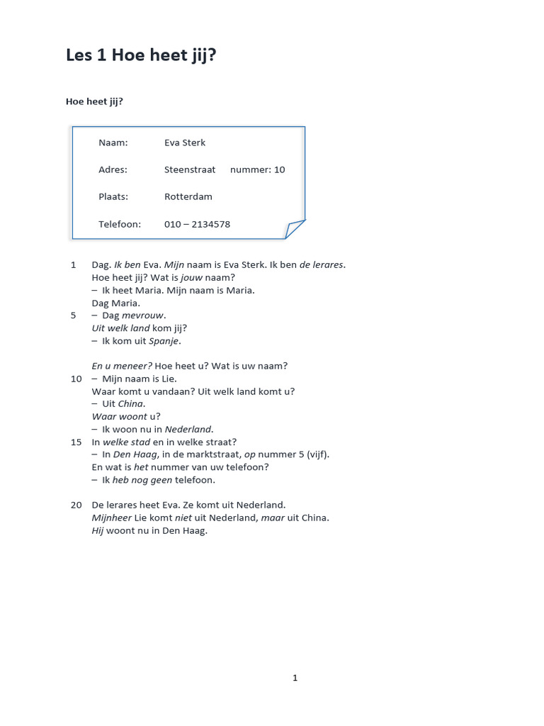 Hoe Heet Jij? | PDF