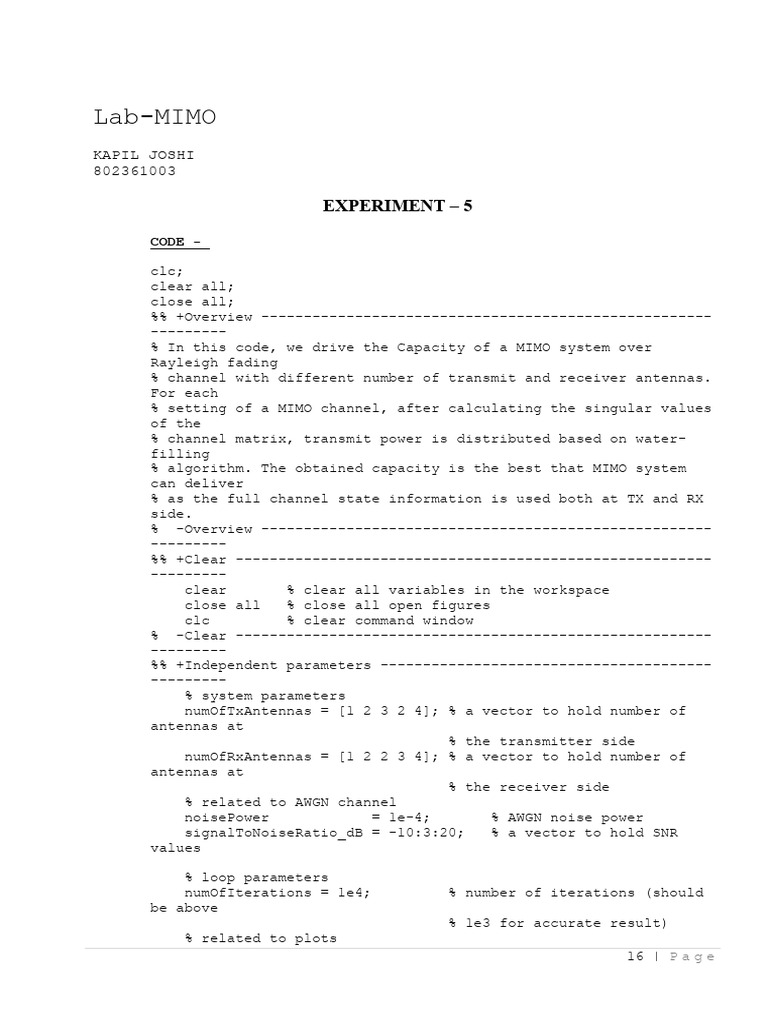 MIMO Exp5 | PDF | Mimo | Algorithms