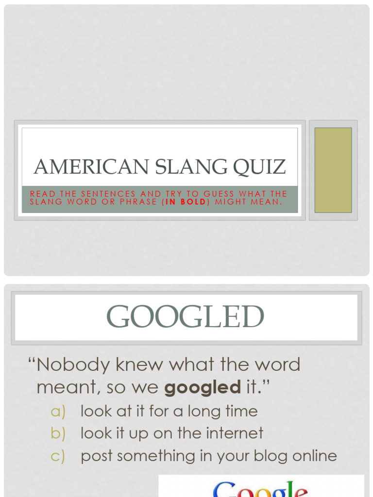 American Slang Quiz and Meanings | PDF