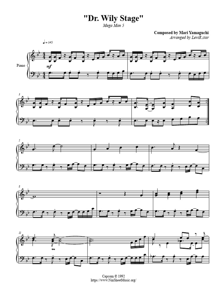 Mega Man 5 Dr. Wily Stage Piano Sheet | PDF | Game Design | Video Game ...
