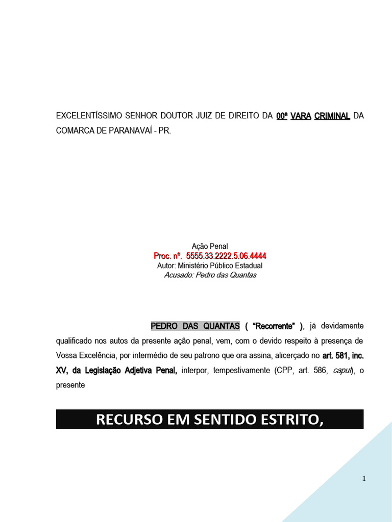 Modelo - 517 - Site - Recurso - Sentido - Estrito - Apelacao - Intempestividade - Intimacao ...