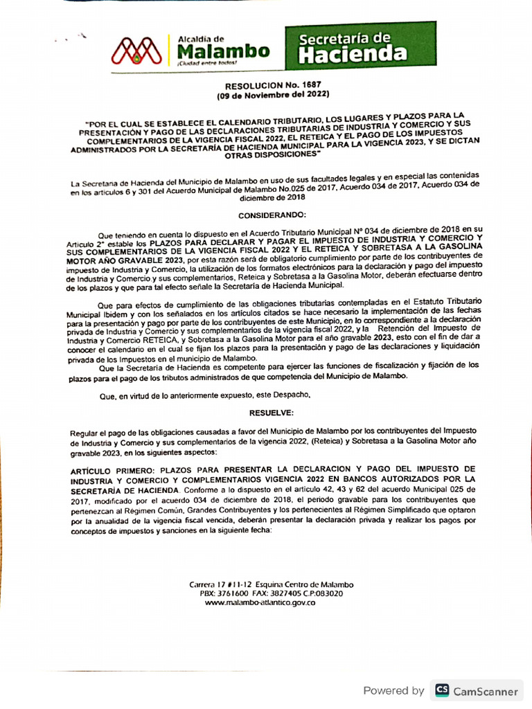 5 - Calendario Tributario 2023 - MALAMBO | PDF