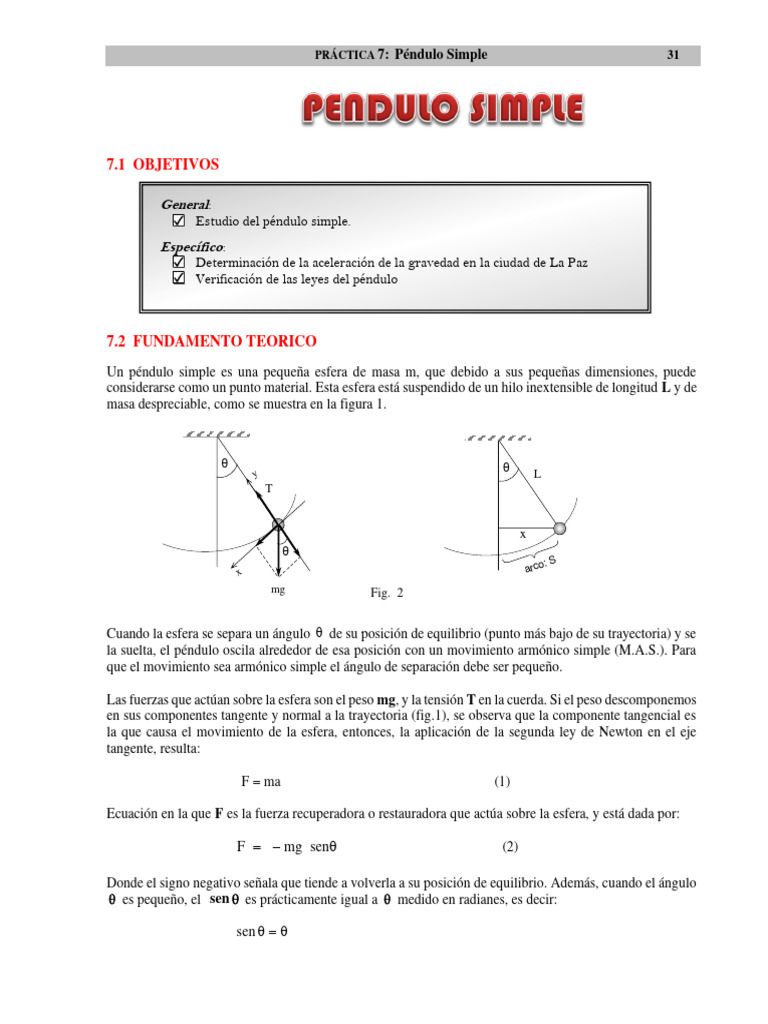 Pendulo Simple | PDF | Péndulo | Mecánica