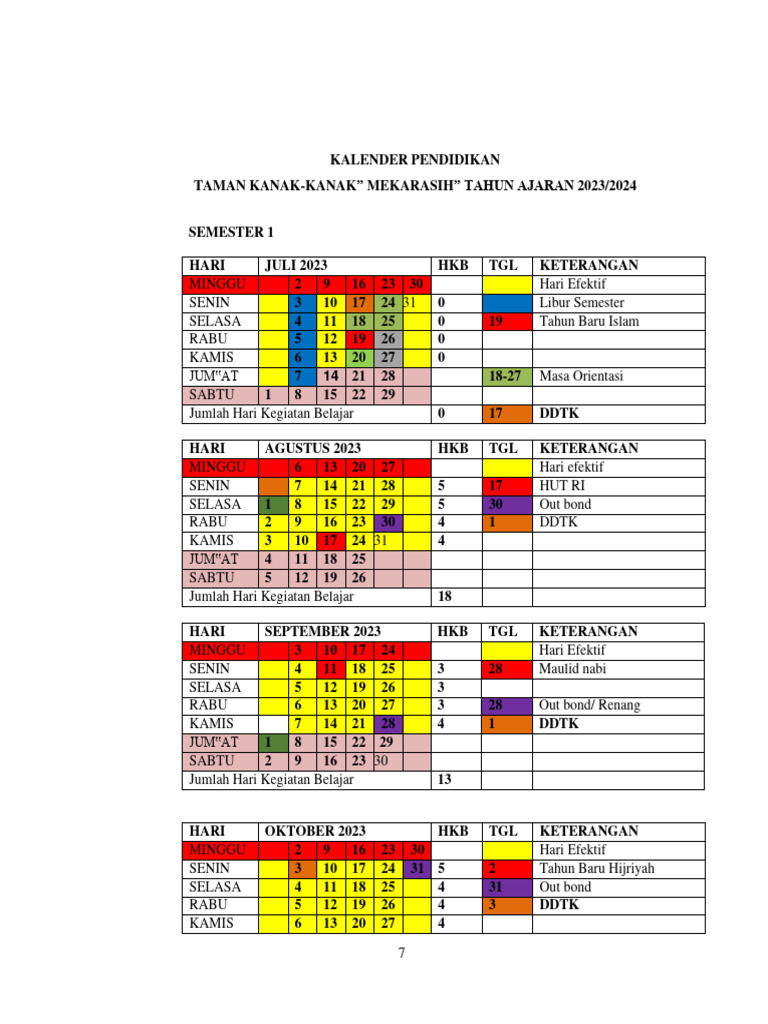 KALENDER PENDIDIKAN | PDF