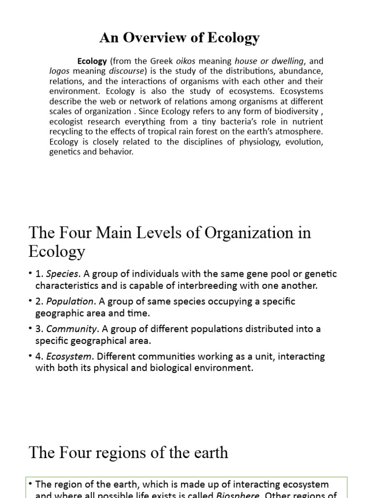 An Overview of Ecology | PDF | Acid | Ecosystem
