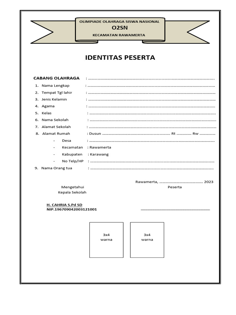 Biodata Atlit Ortrad Dan Surat Keterangan Kepsek | PDF