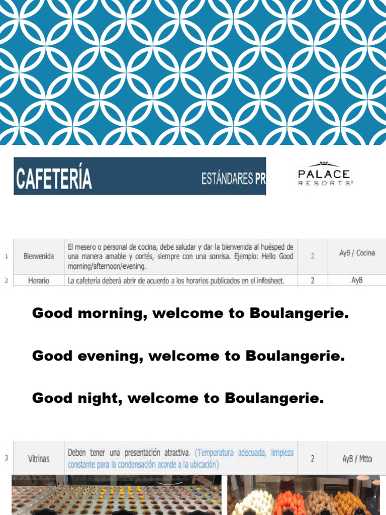 Presentación Estándares de Cafetería | PDF