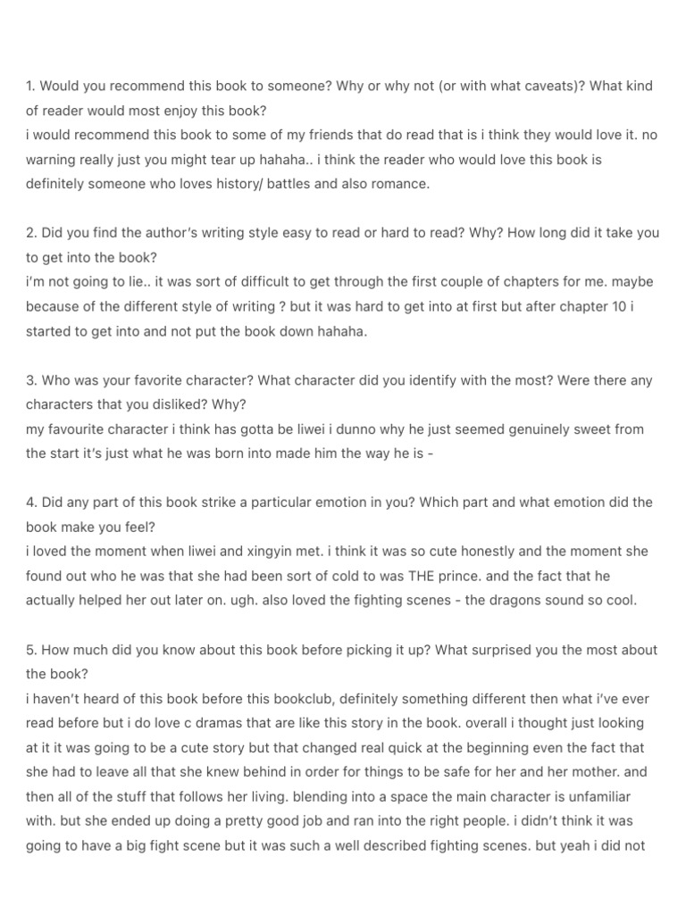 Would You Recommend This Book To Someone Why or Why Not (Or With | PDF ...