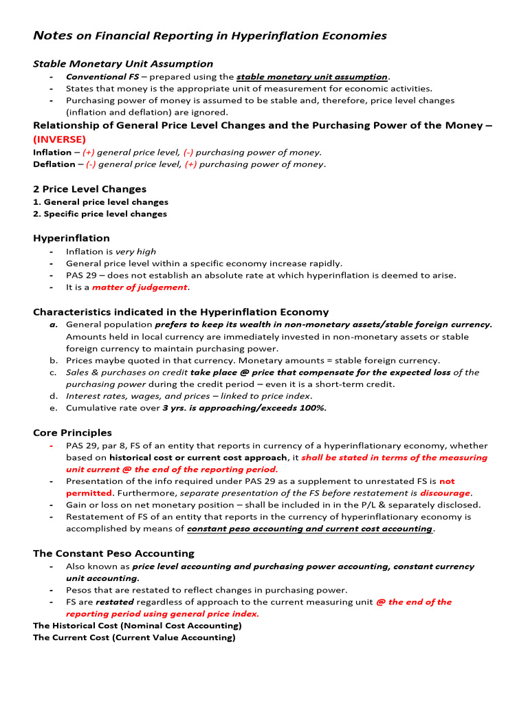 Financial Reporting in Hyperinflation Economies | PDF | Historical Cost ...