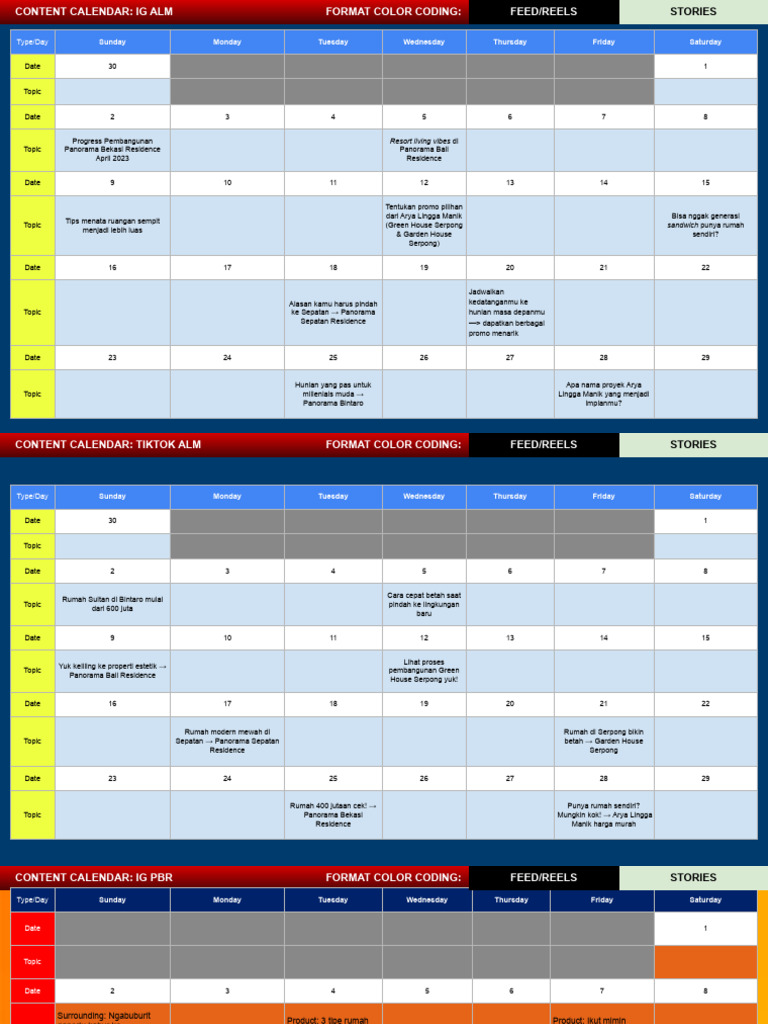 Kalender Konten Properti Instagram dan TikTok | PDF