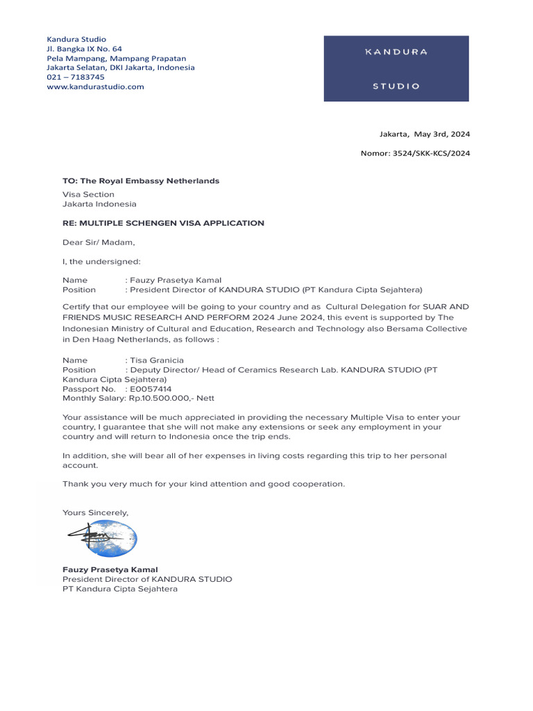 Surat Visa TIsa - Google Docs | PDF