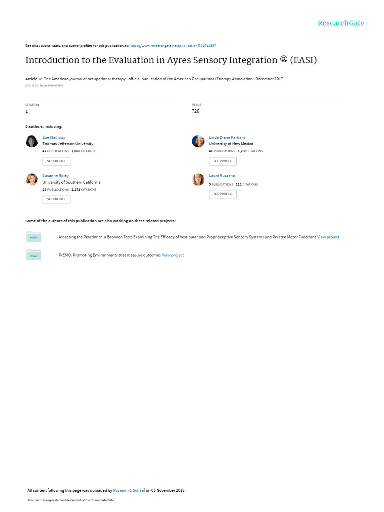 Easi | PDF | Mental Disorder | Somatosensory System