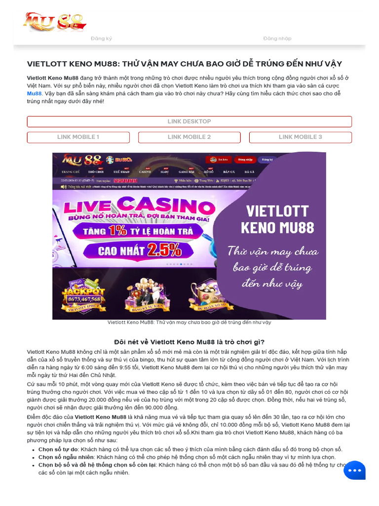 Vietlott Keno Mu88 | PDF