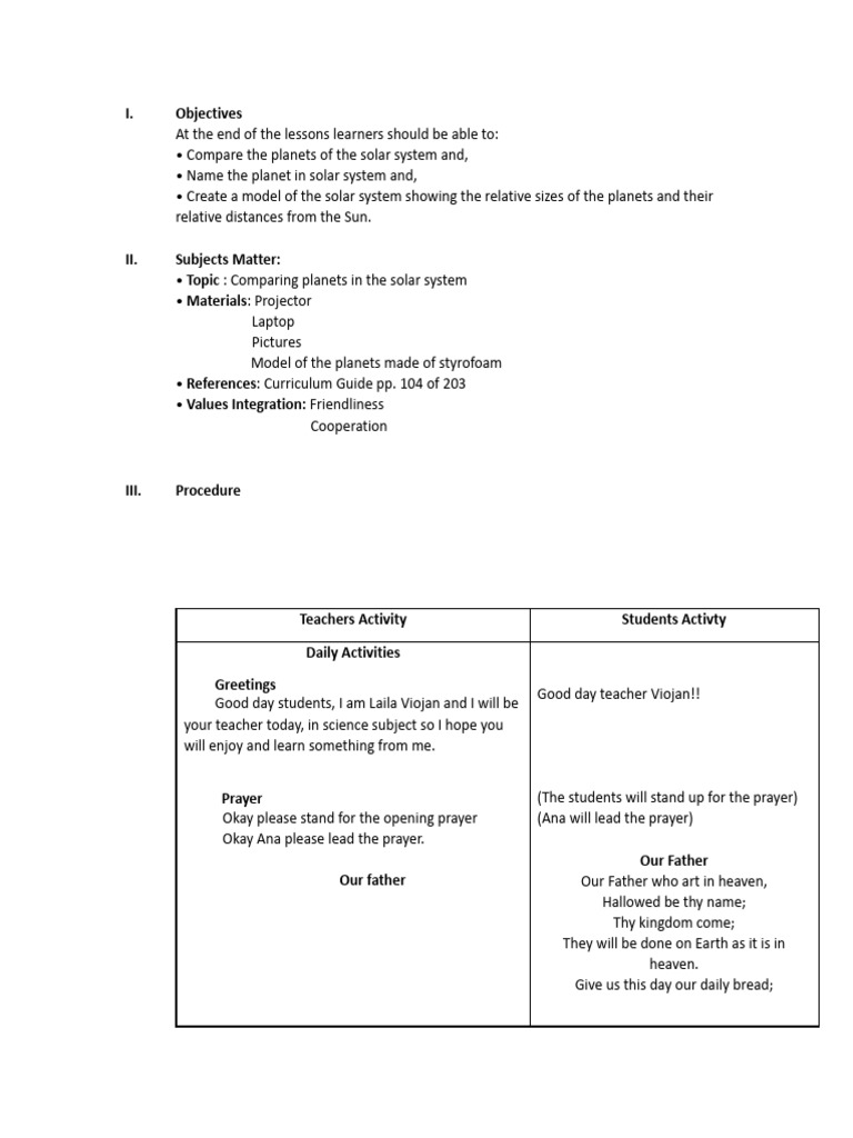 5es LP in Science | PDF | Planets | Solar System