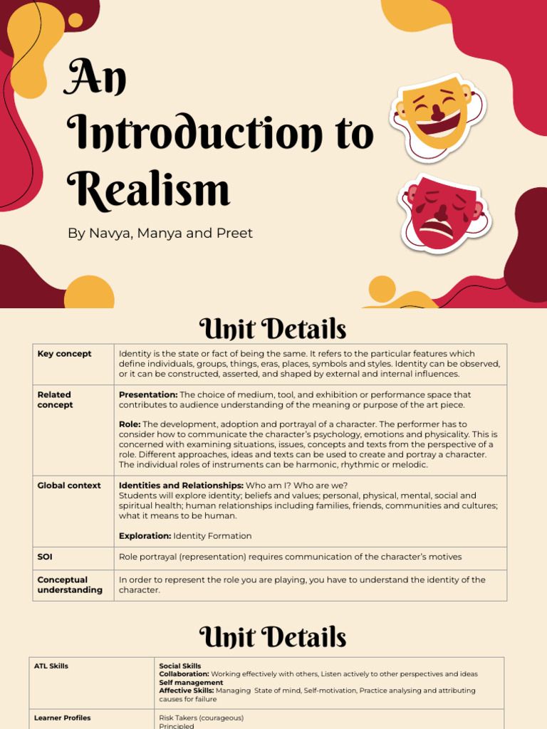 Cri A - Realism - Drama U1 PJ - Navya Manya Preet | PDF