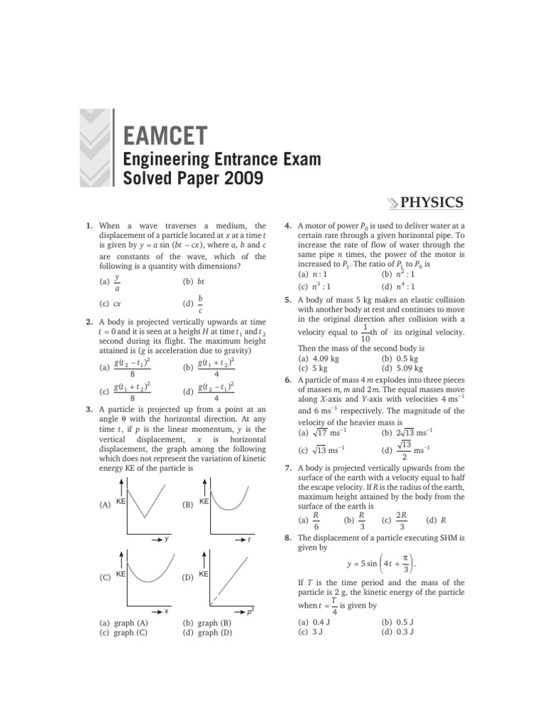 Eamcet 2009 | PDF | Photoelectric Effect | Velocity
