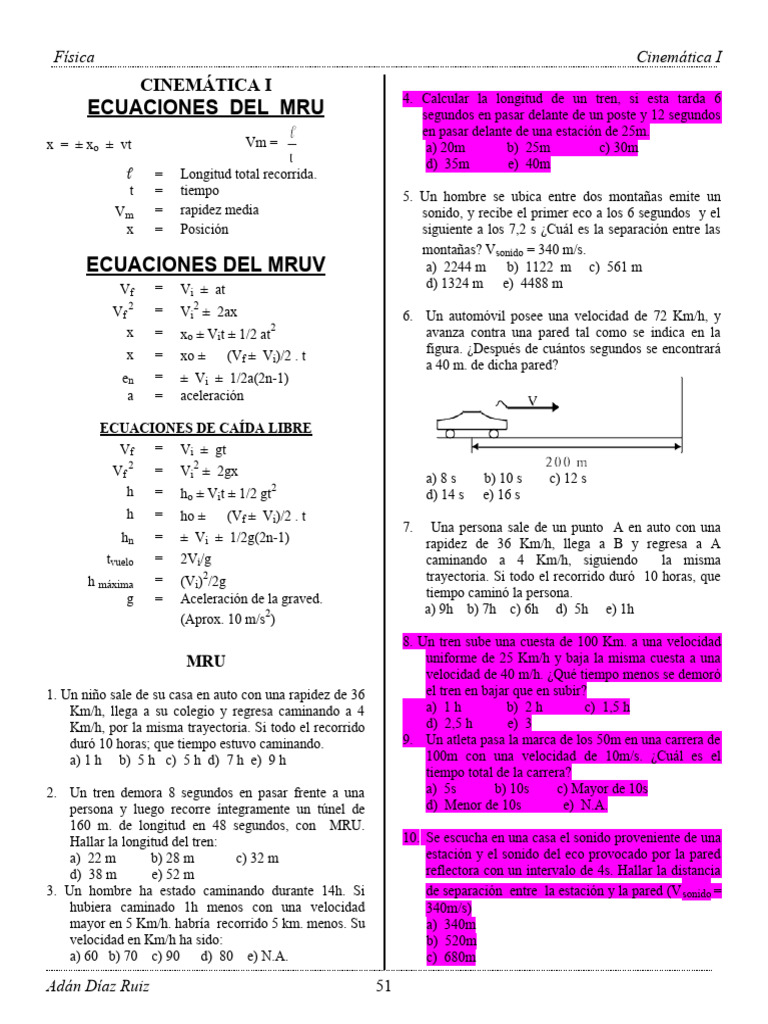 Física #03 - MRU - MRUV - Caida Libre - Todo - Ord | PDF | Velocidad | Velocidad