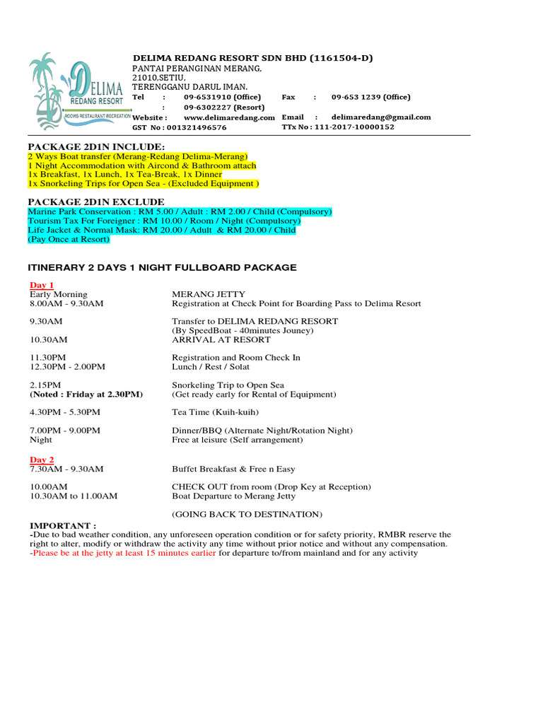 Full Details 2D1N | PDF