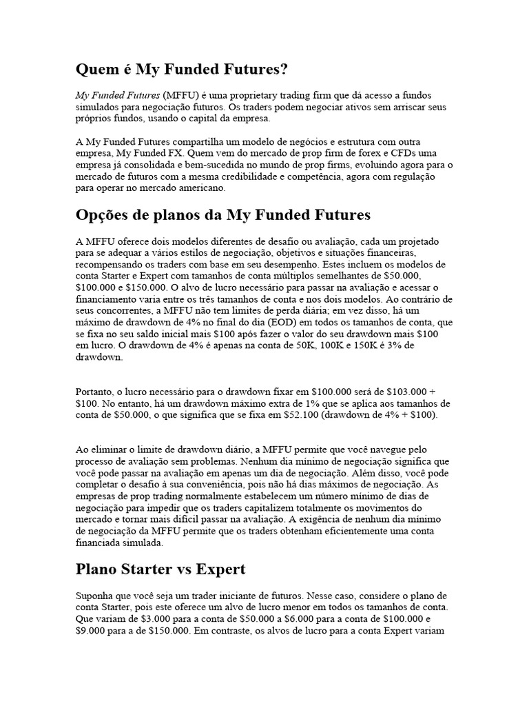 My Funded Futures: Planos e Avaliações | PDF | Mercado de câmbio ...