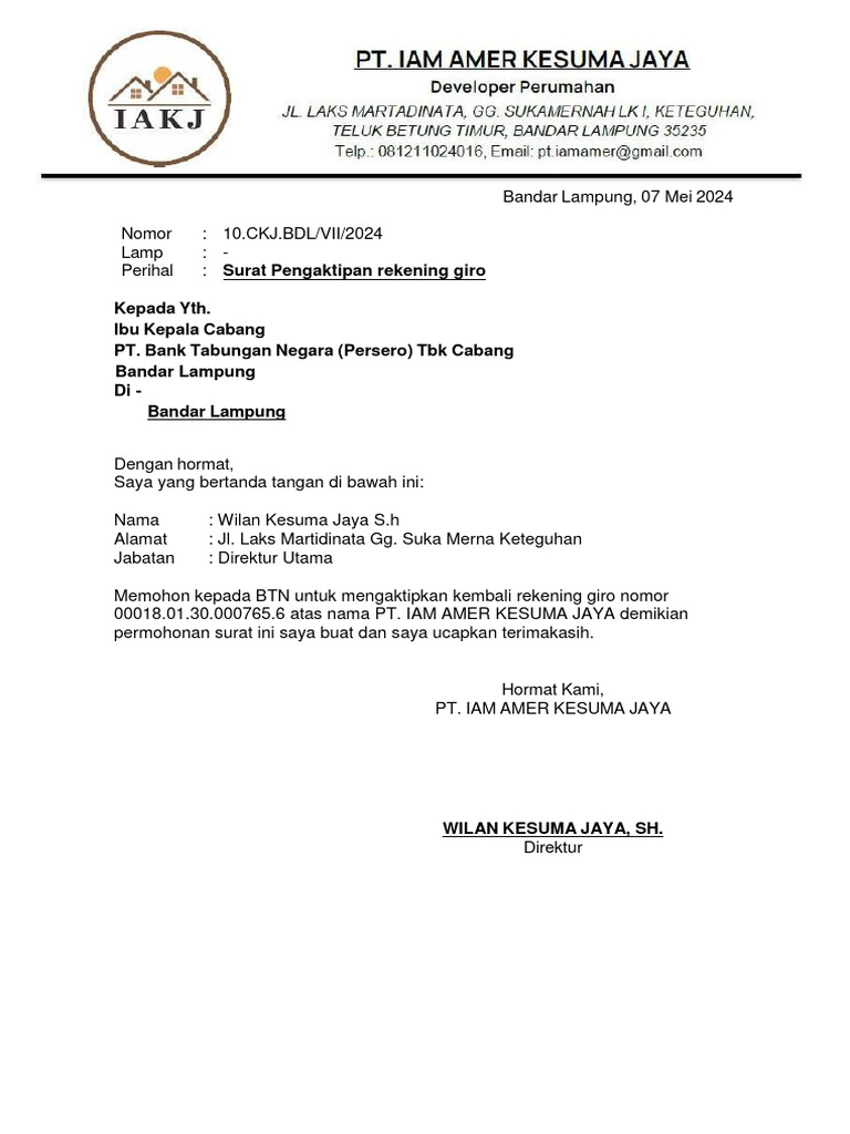 Surat Permohonan BTN | PDF