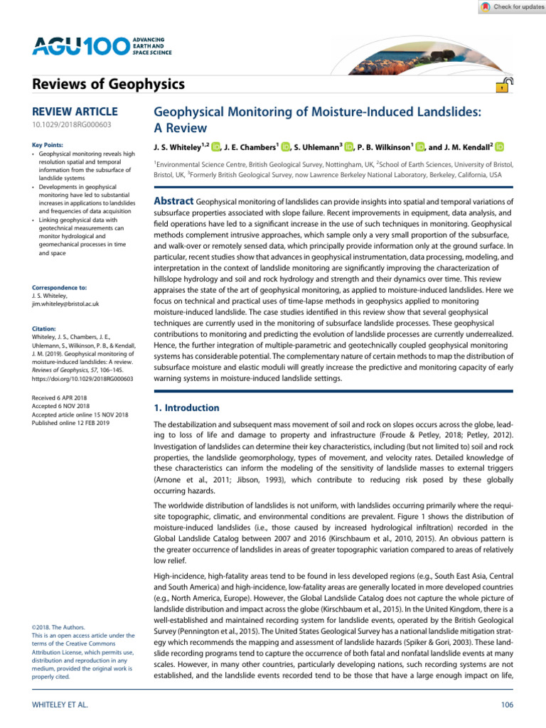 Reviews of Geophysics - 2018 - Whiteley - Geophysical Monitoring of ...