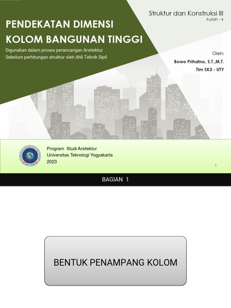 Dimensi Kolom untuk Bangunan Tinggi | PDF