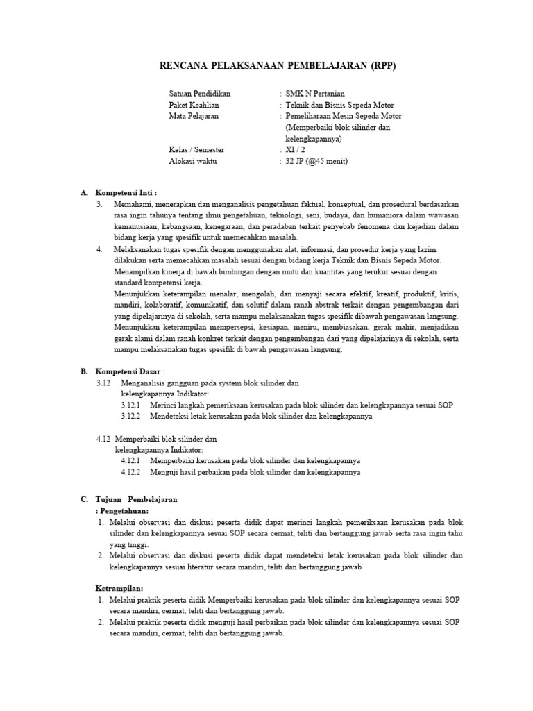 RPP Blok Silinder | PDF