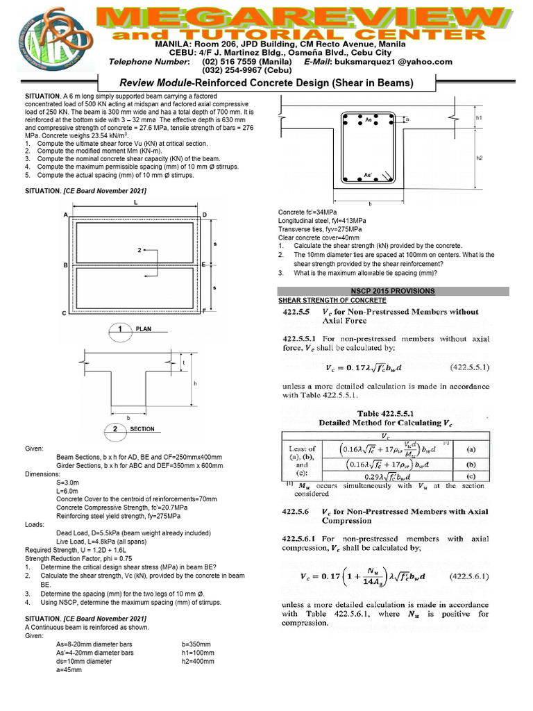 Review Module 30-RCD 4-Part 1 | PDF | Strength Of Materials | Beam ...