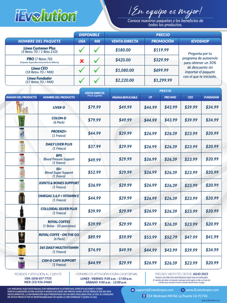 Lista de Precios Ievolution | PDF