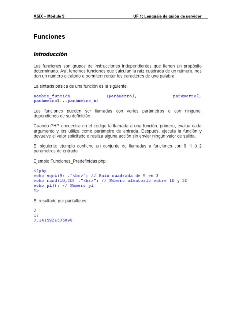 PHP - Funciones | Descargar gratis PDF | Php | Lenguaje de programación