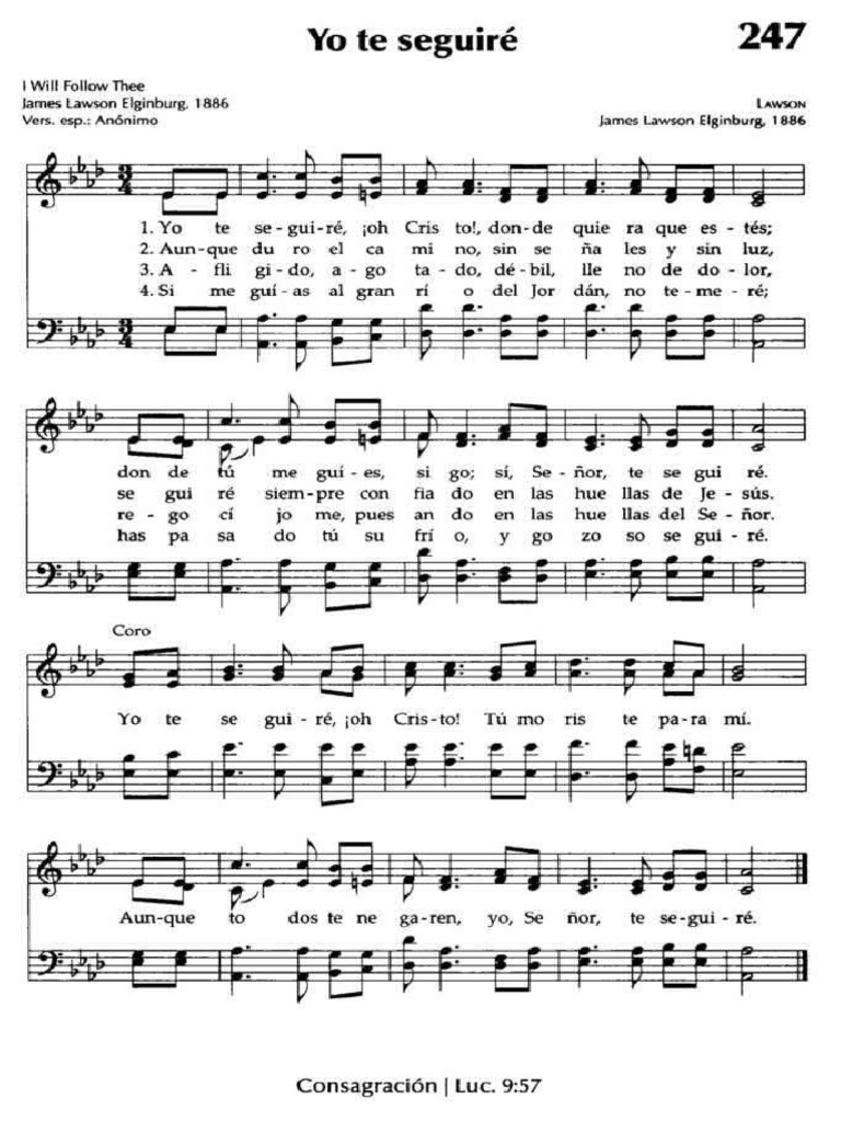 Yo Te Seguiré, Partitura Himno Adventista | PDF