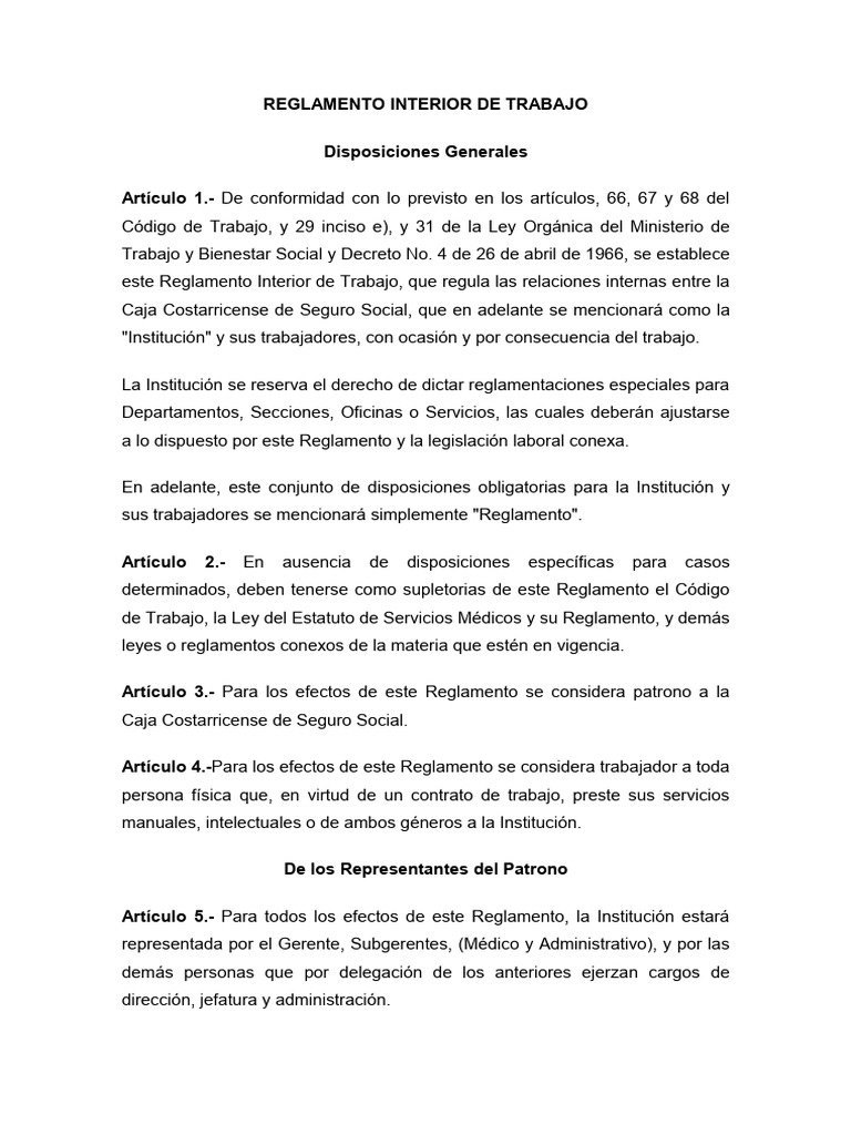 Reglamento Interior de Trabajo | Descargar gratis PDF | Salario | Tiempo de trabajo