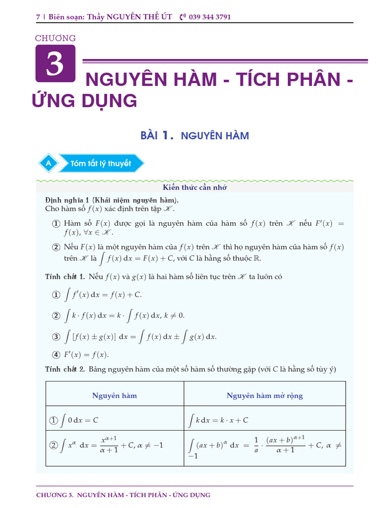 Nguyên Hàm - Tích Phân - NG D NG | PDF