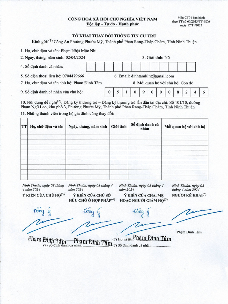 20240408091900-T Khai Thay Đ I Thông Tin Cư Trú | PDF