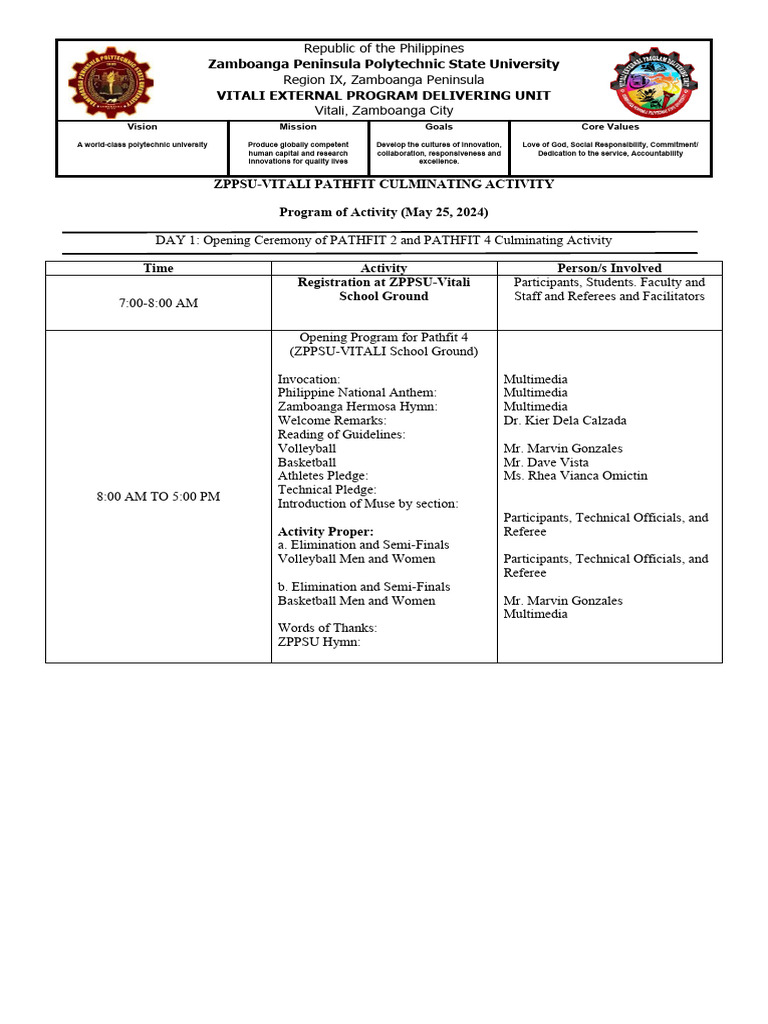 General Matrix For Pe and Socio Culminating Activity - 093845 | PDF ...
