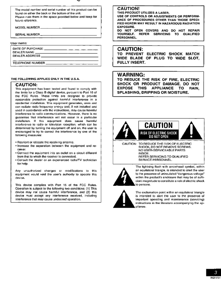03 Manual de Usuario Technics SL-PD5 (16 Páginas) | PDF
