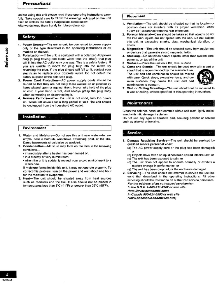 04 Manual de Usuario Technics SL-PD5 (16 Páginas) | PDF