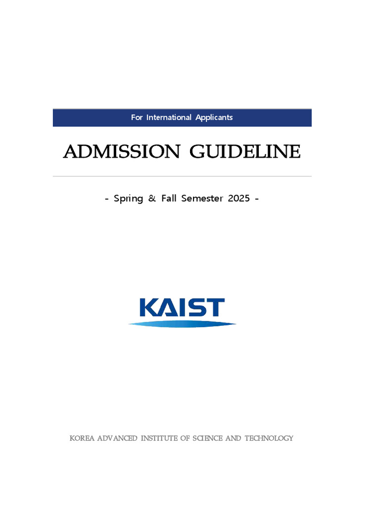KAIST Admission Guideline For International Applicants 2025 | PDF | Gce Advanced Level (United ...