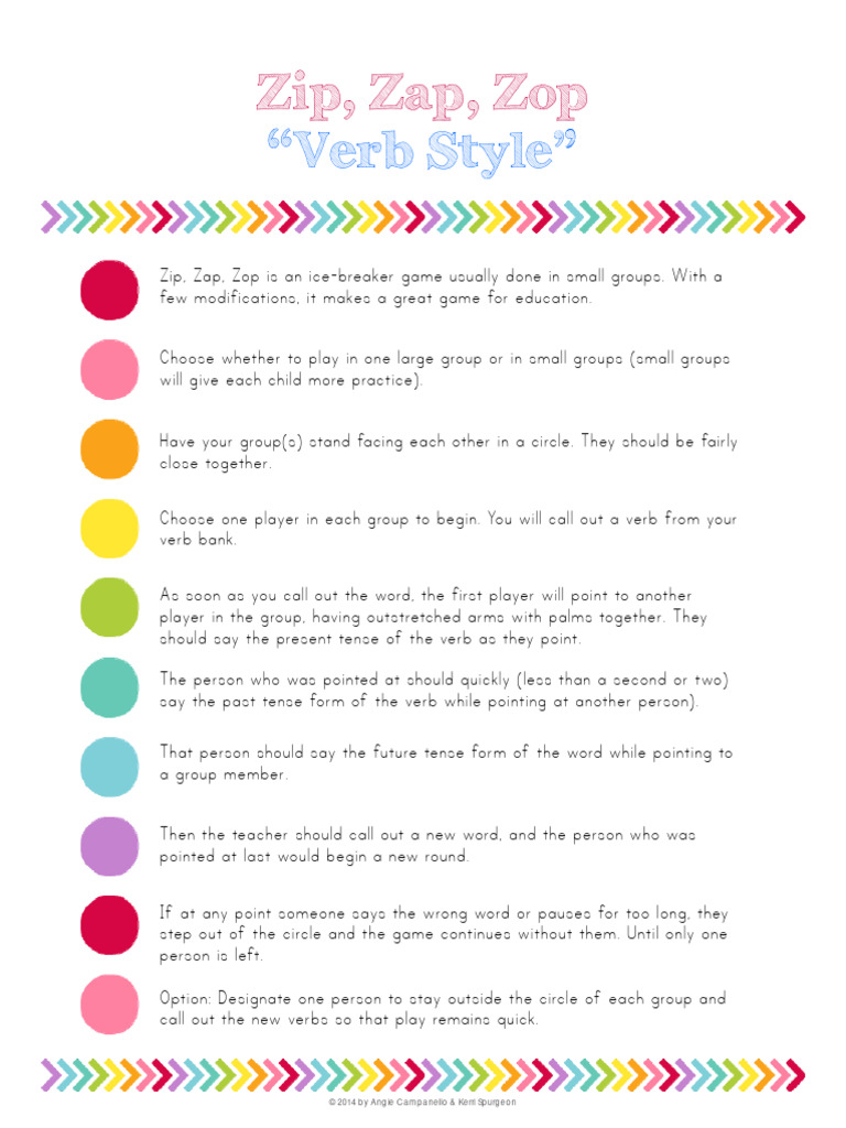 Verbs Mini Unit - Sample Page - Zip Zap Zop | PDF | Grammatical Tense ...