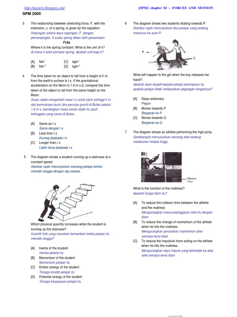 Forces and Motion Exam Questions | PDF | Science & Mathematics