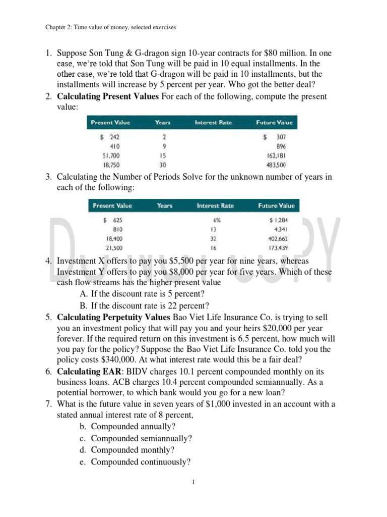 Assignemt - Chapter 2 - Time Value of Money | PDF | Present Value | Interest