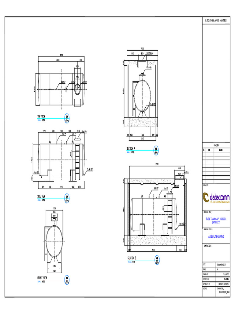 DWG-M-CS-01 - ABD - (Fuel Tank 10000 L Capacity) | PDF