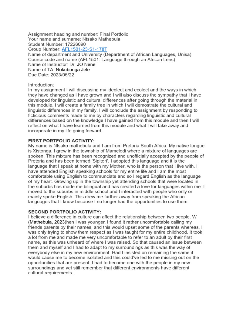 Cultural Identity and Language Reflection | PDF | Plagiarism | Identity ...